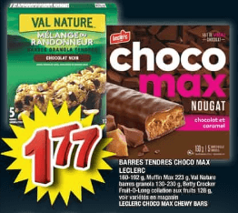 Barres Tendres Choco Max Leclerc, Muffin Max, Val Nature Barres Granola, Betty Crocker Fruit-O ...